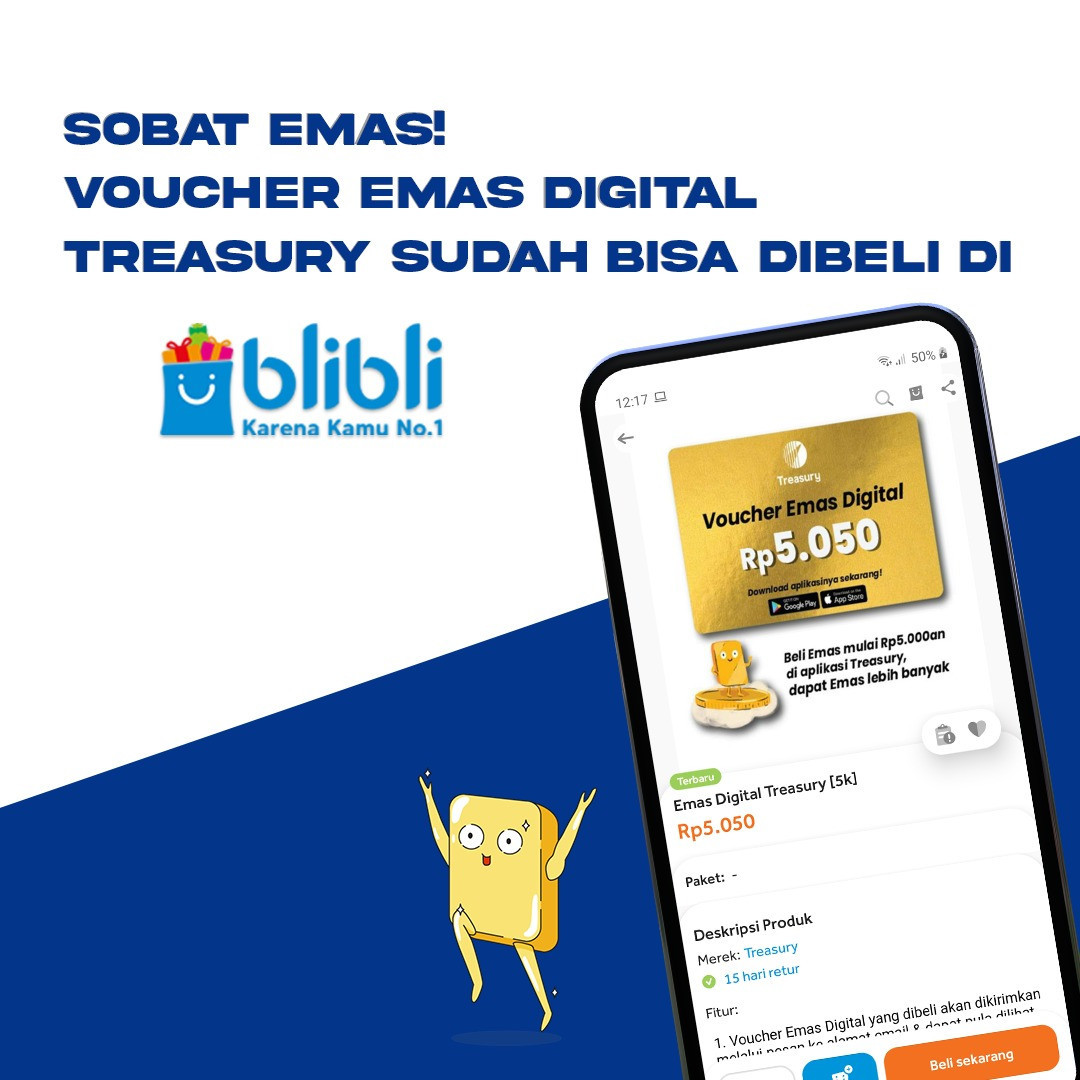Voucher Emas Digital Treasury Sudah Tersedia di Blibli - Treasury