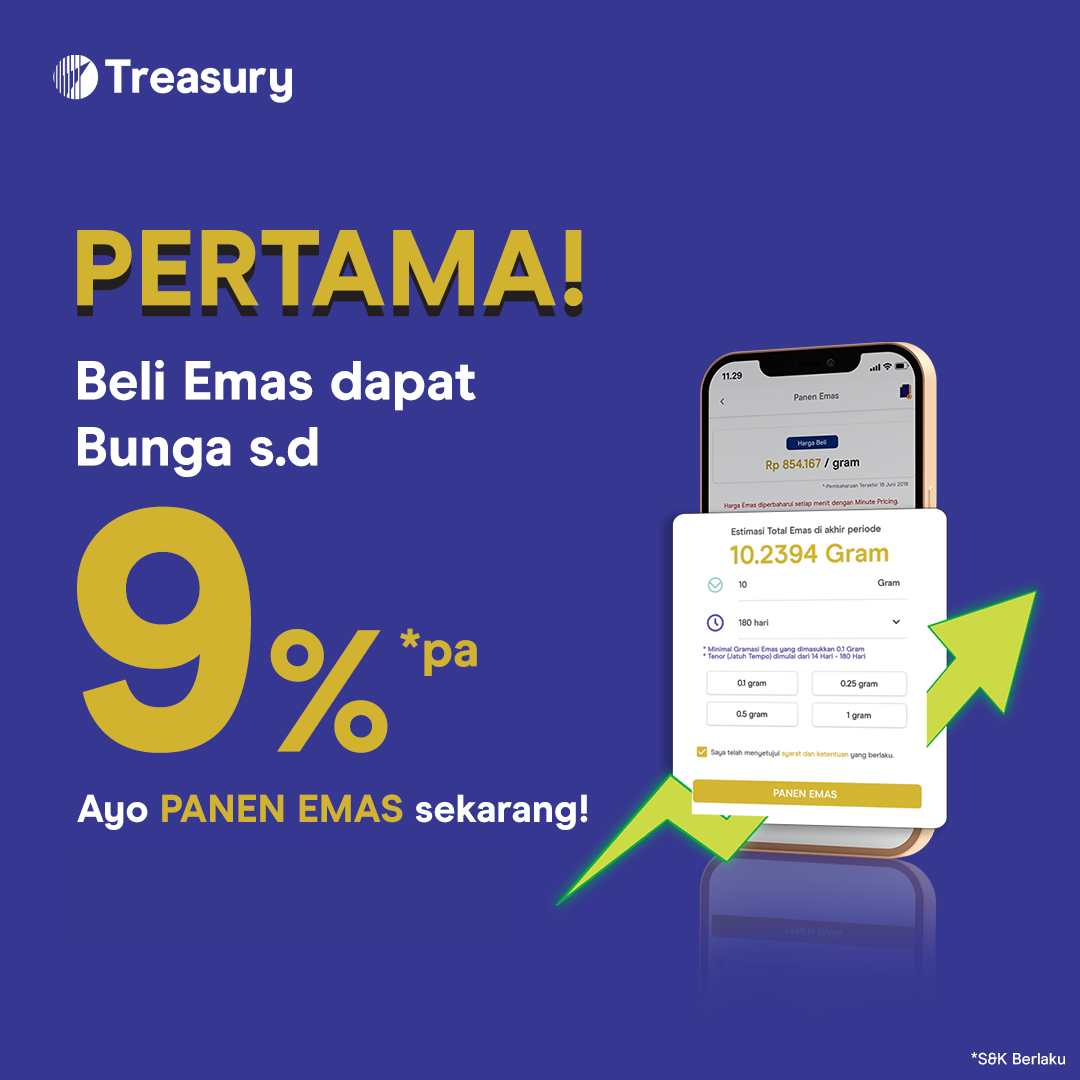 🚨Bunga s.d 9% di Fitur Panen Emas - Treasury